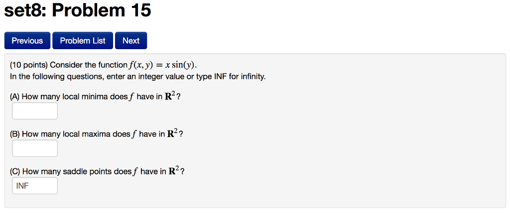 Solved set8: Problem 15 Previous Problem List Next (10 | Chegg.com