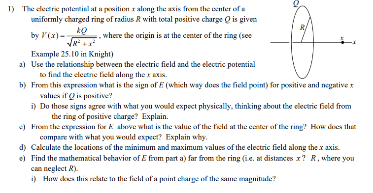 Solved R -X 1) The electric potential at a position x along | Chegg.com
