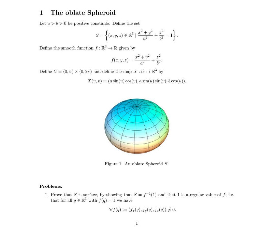 Solved 1 The oblate Spheroid Let a>b>0 be positive | Chegg.com