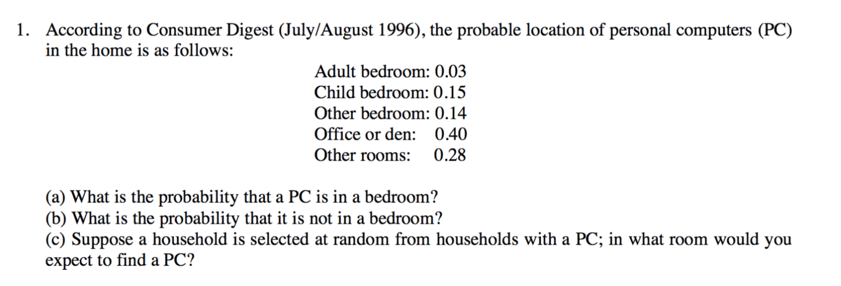 Solved 1. According to Consumer Digest (July/August 1996), | Chegg.com