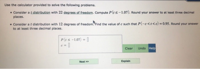Solved Use the calculator provided to solve the following | Chegg.com