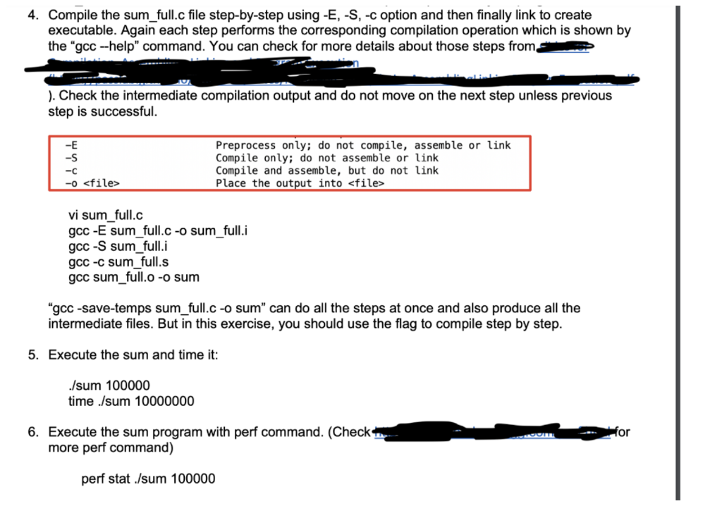 4. Compile the sum_full.c file step-by-step using | Chegg.com