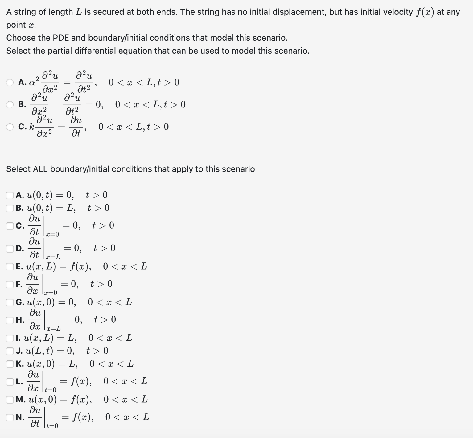 Solved A string of ﻿length L is ﻿secured at ﻿both ends. The | Chegg.com