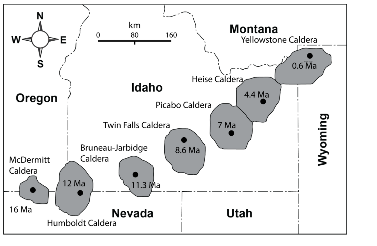 Solved Using the data from the Yellowstone hotspot (shown in | Chegg.com