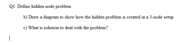 Solved Q1. Define hidden node problem b) Draw a diagram to | Chegg.com