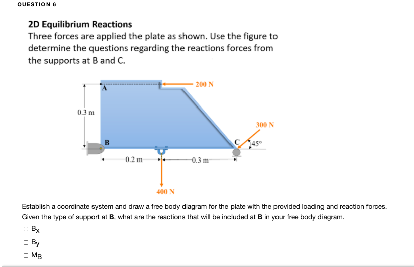Solved QUESTION 6 2D Equilibrium Reactions Three forces are | Chegg.com