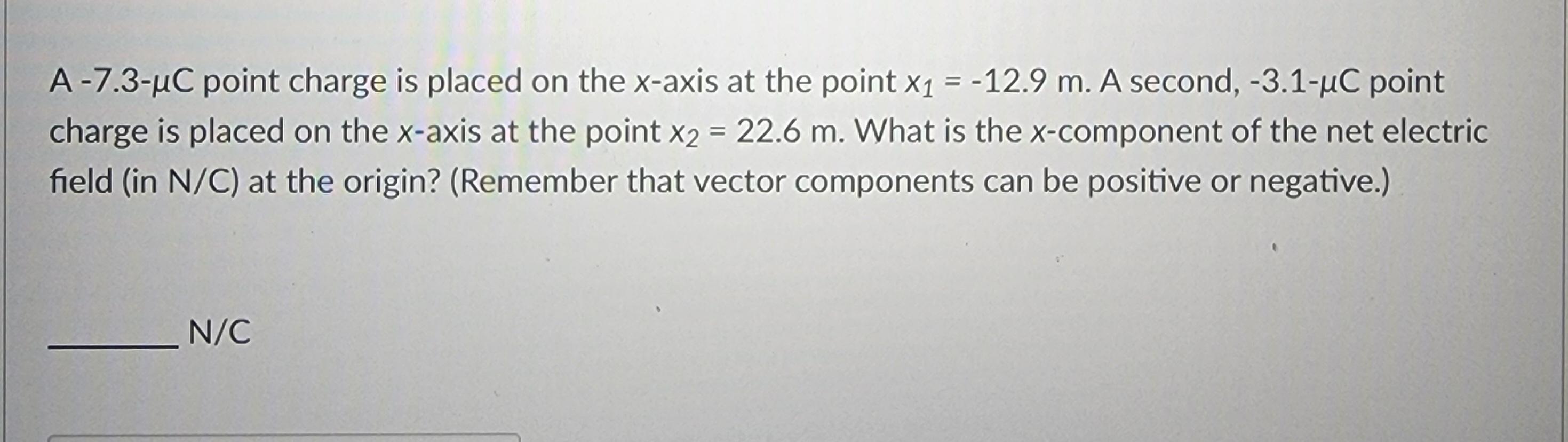 Solved A -7.3- μC point charge is placed on the x-axis at | Chegg.com