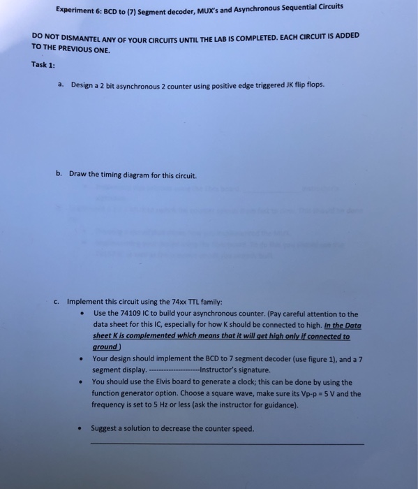 Solved Experiment 6: BCD to (7) Segment decoder, MUX's and | Chegg.com