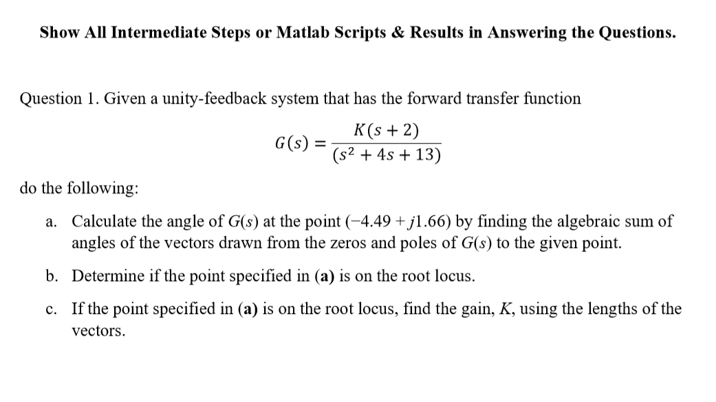 Solved Show All Intermediate Steps or Matlab Scripts & | Chegg.com