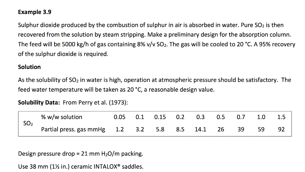 Solved Example 3.9 Sulphur dioxide produced by the | Chegg.com