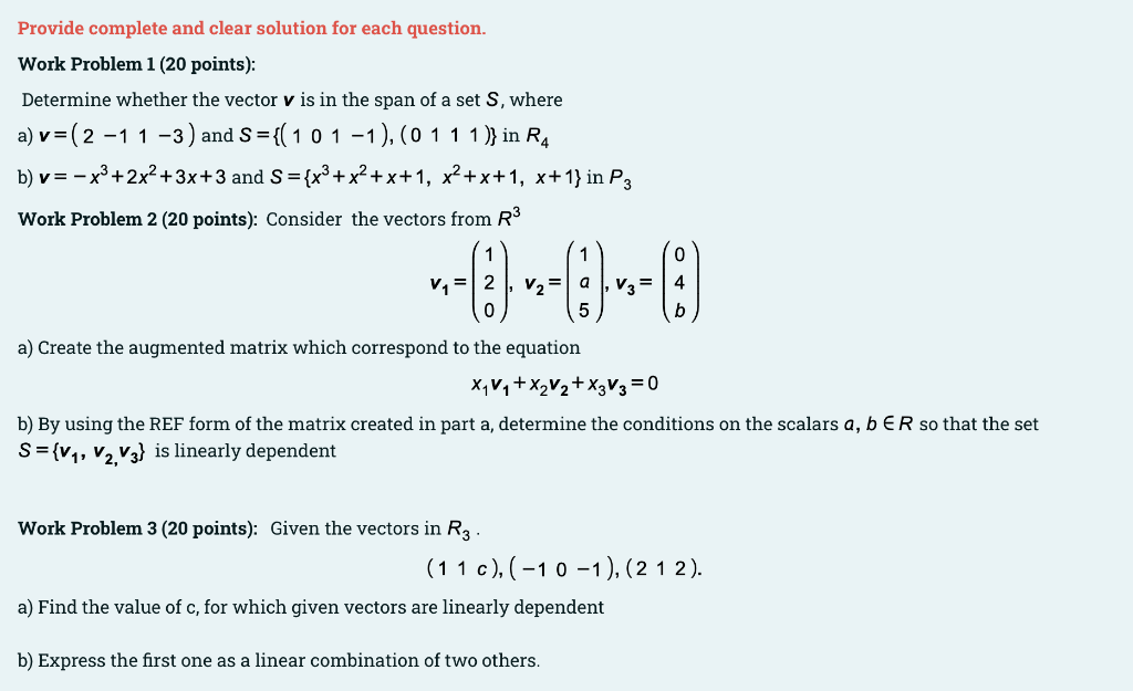 Solved Provide complete and clear solution for each | Chegg.com