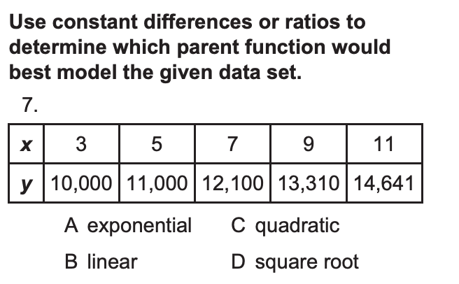 Solved Use constant differences or ratios to determine which | Chegg.com