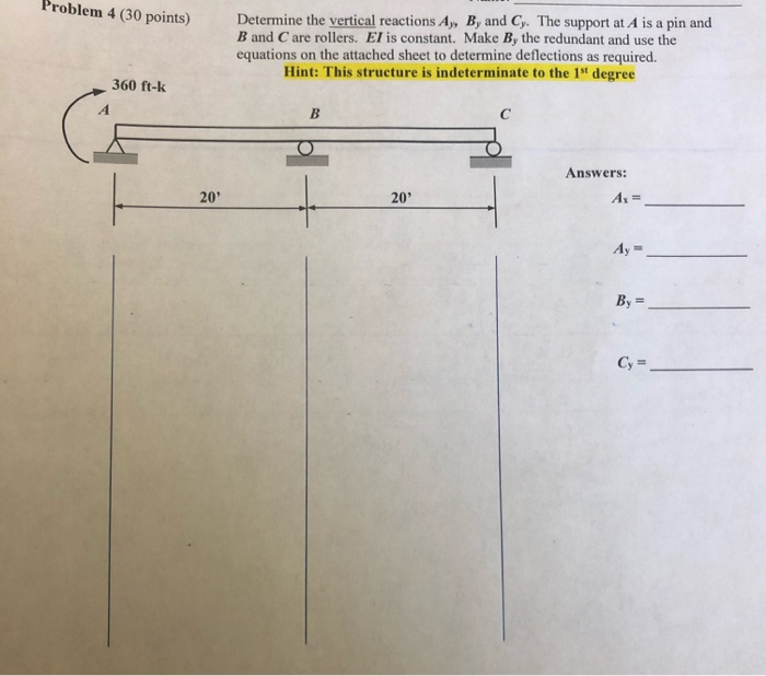 Solved Problem 4 (30 points) Determine the vertical | Chegg.com