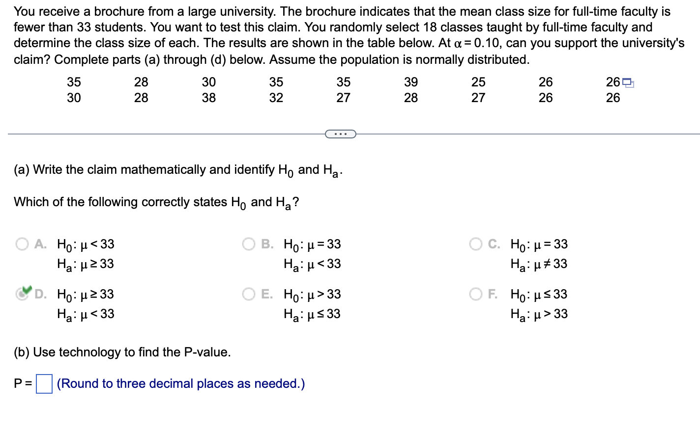 Solved c) decide whether to reject or fail to reject the | Chegg.com