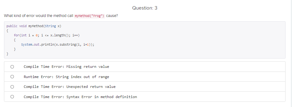 Solved Question: 2 What would the method call | Chegg.com