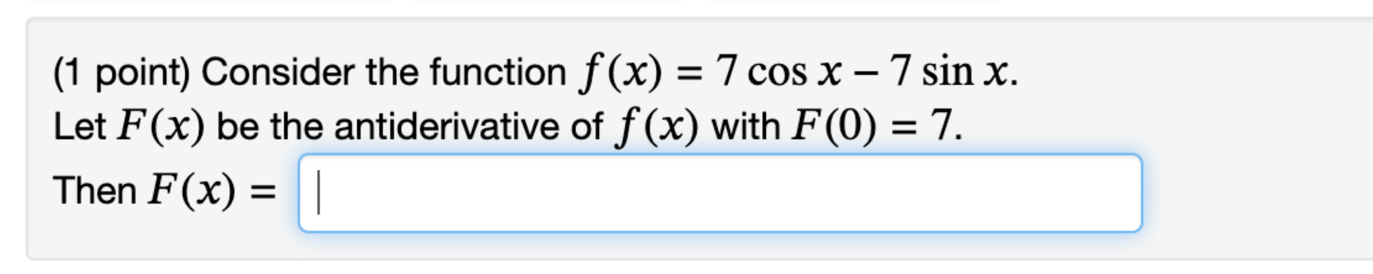 Solved (1 ﻿point) ﻿Consider the function | Chegg.com