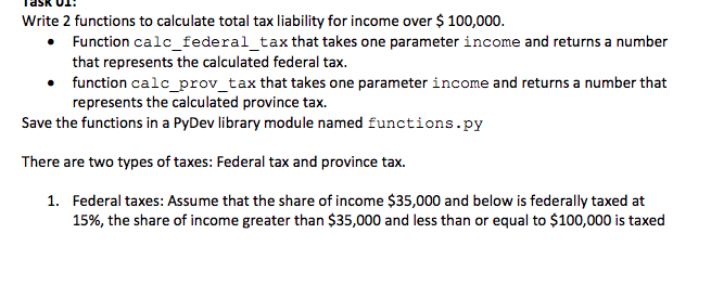 Solved TASR UI! Write 2 functions to calculate total tax | Chegg.com