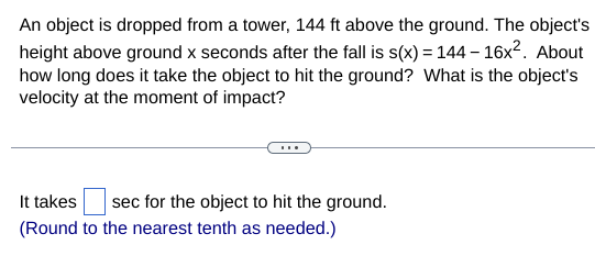 Solved An Object Is Dropped From A Tower 144ft Above The