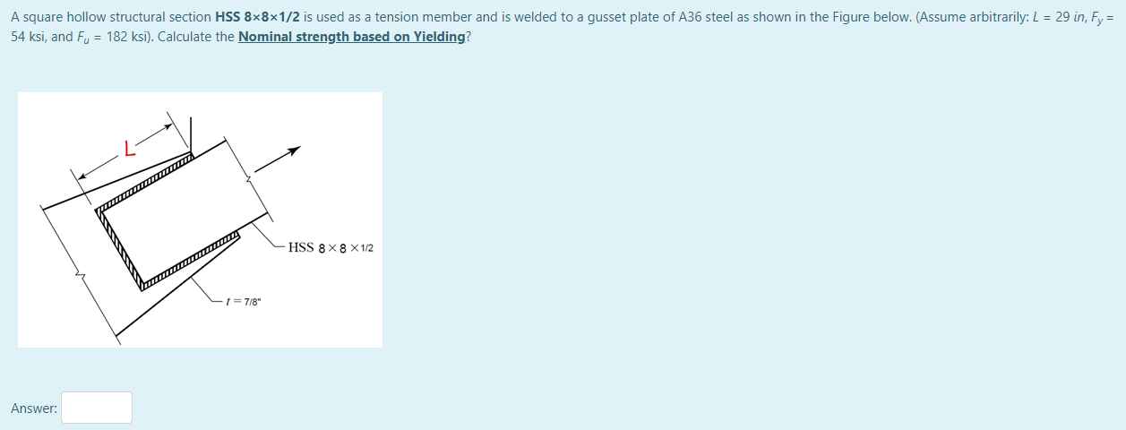 Solved A square hollow structural section HSS 8x8x1/2 is | Chegg.com