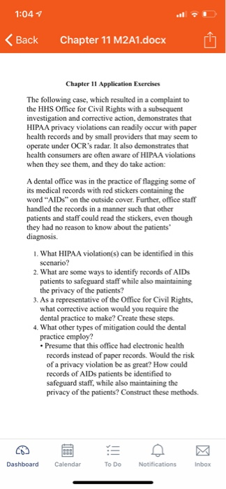 Solved 1:04 al Back Chapter 11 M2A1.docx Chapter 11 | Chegg.com