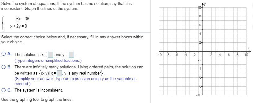 Solved Solve the system of equations. If the system has no | Chegg.com