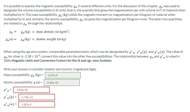 Solved It is possible to express the magnetic susceptibility | Chegg.com