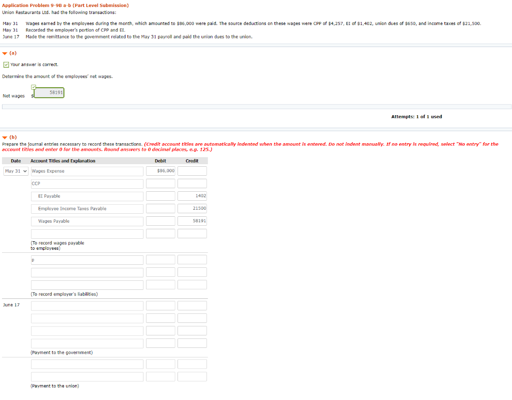 Solved Application Problem 9-9B a-b (Part Level Submission) | Chegg.com