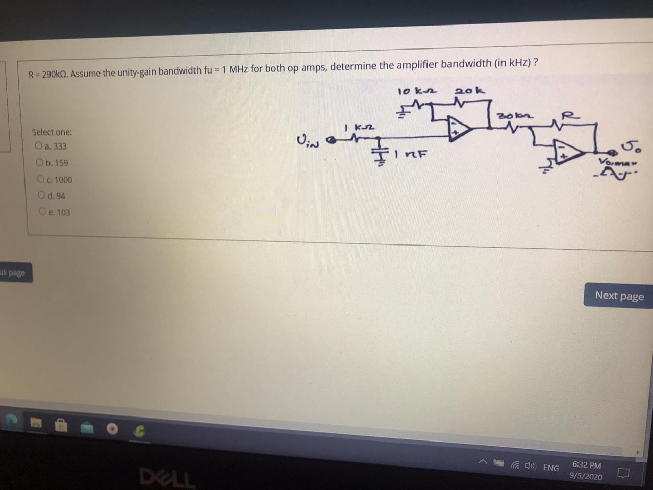 Solved R = 290k... Assume the unity-gain bandwidth fu = 1 | Chegg.com