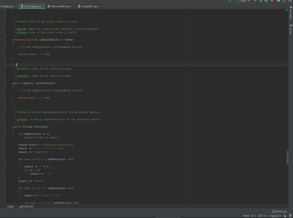Solved Question: Complete the implementation of Graph.java | Chegg.com