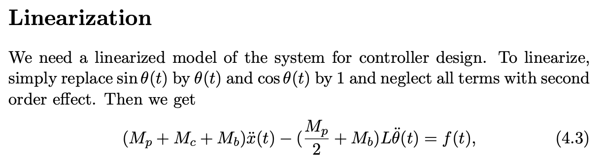 Linearization We need a linearized model of the | Chegg.com