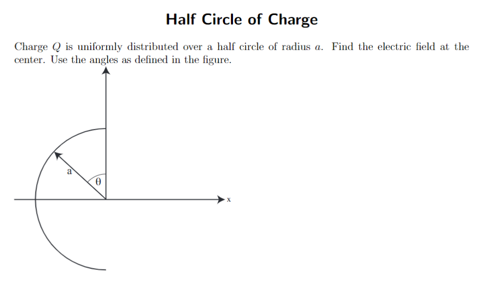 Solved Half Circle of Charge Charge Q is uniformly | Chegg.com