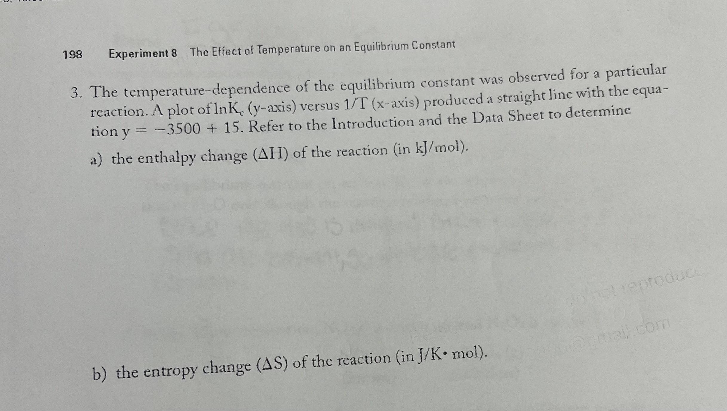 Solved 3. The temperature-dependence of the equilibrium | Chegg.com