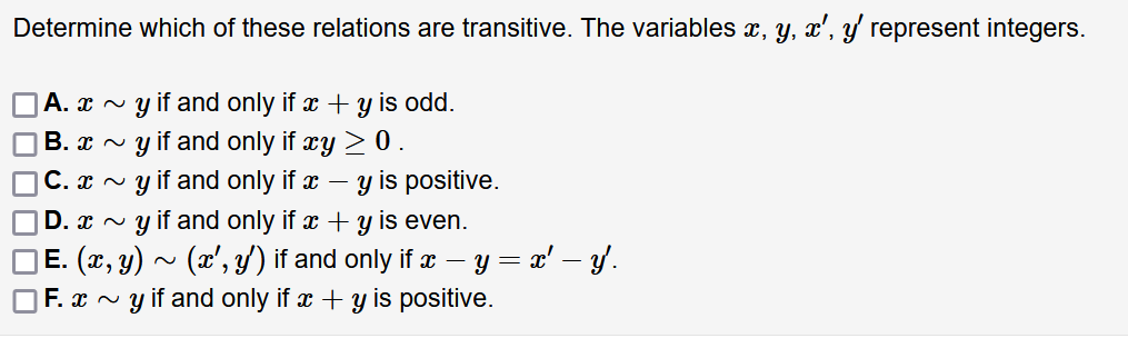Solved Discrete Math Transitive Relationsdetermine Which Of