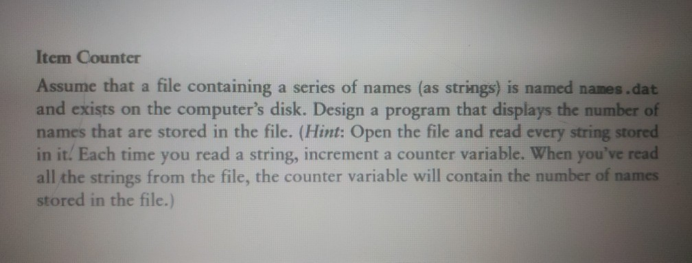 Solved Item Counter Assume that a file containing a series | Chegg.com