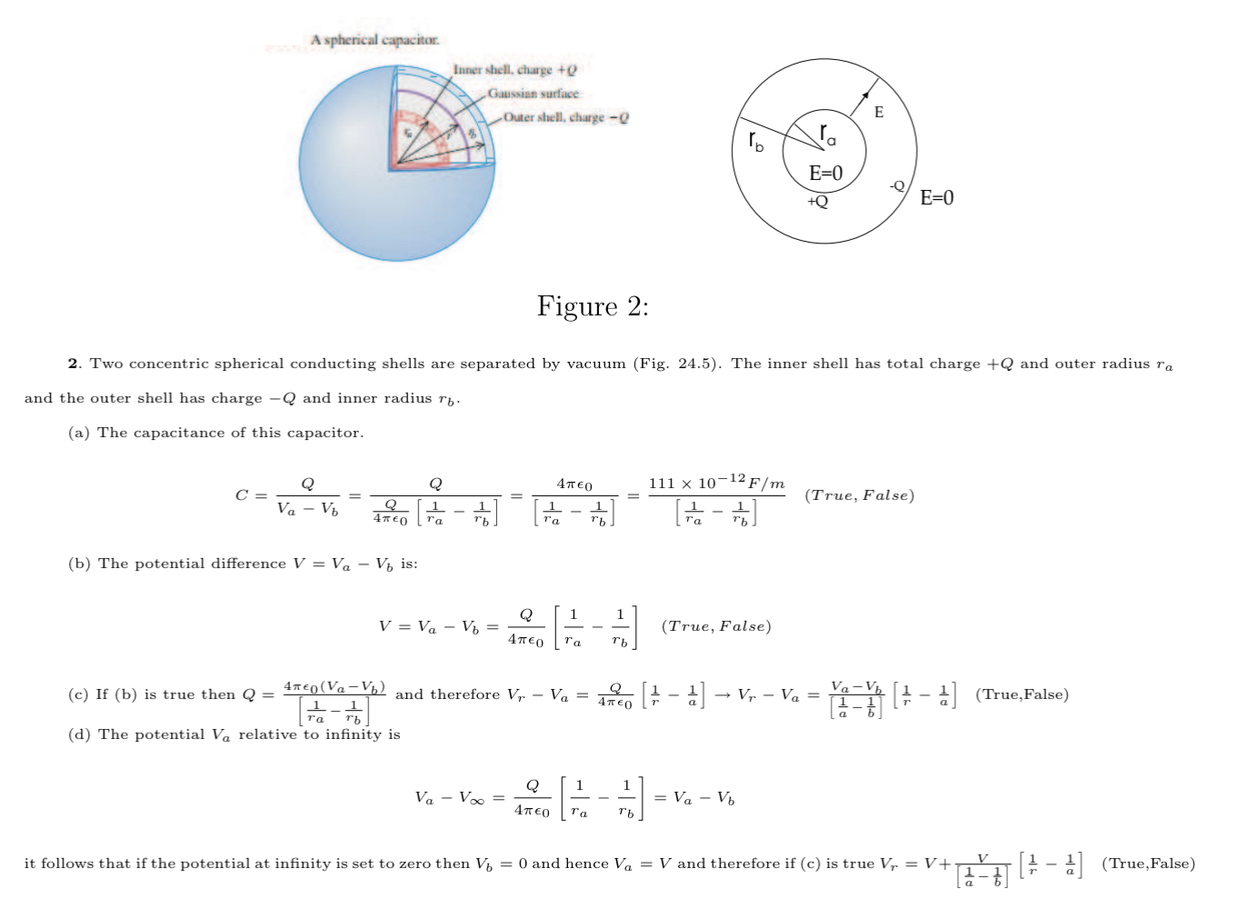 Solved Figure 2: 2. Two concentric spherical conducting | Chegg.com