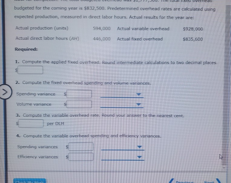 Solved Overhead Application, Fixed and Variable Overhead | Chegg.com