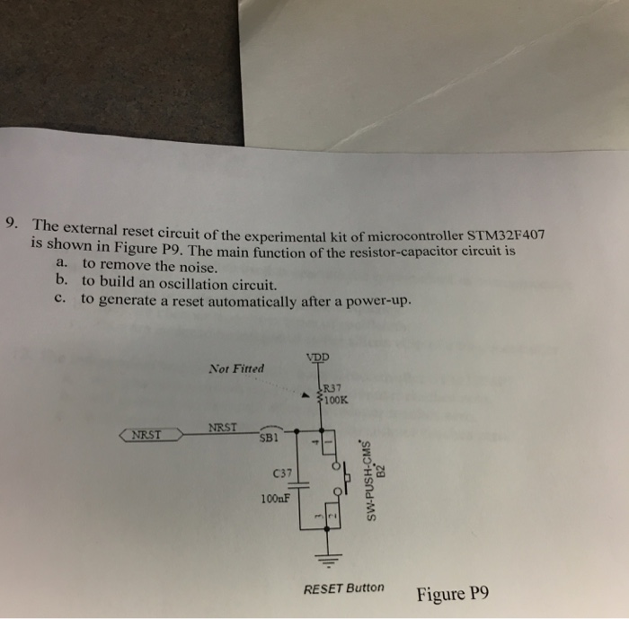 The external reset circuit of the experimental kit of | Chegg.com