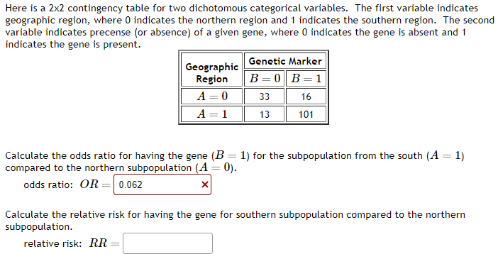 Solved Here is a 2×2 contingency table for two dichotomous | Chegg.com
