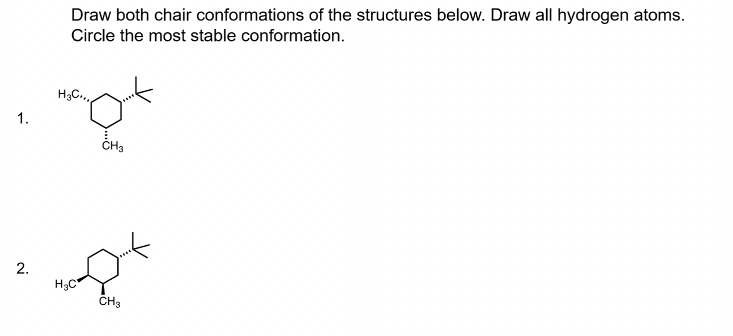 Solved Draw both chair conformations of the structures | Chegg.com