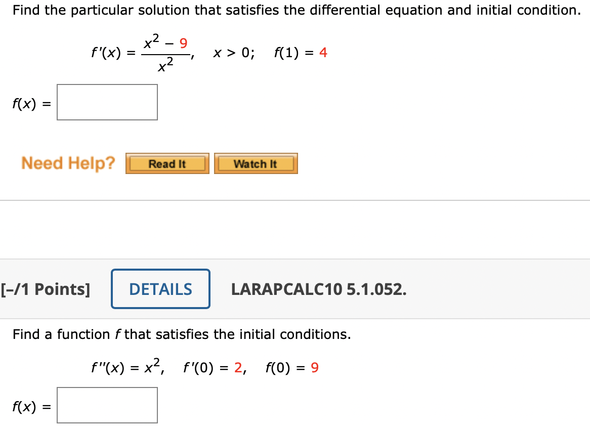 Solved Find the particular solution that satisfies the | Chegg.com