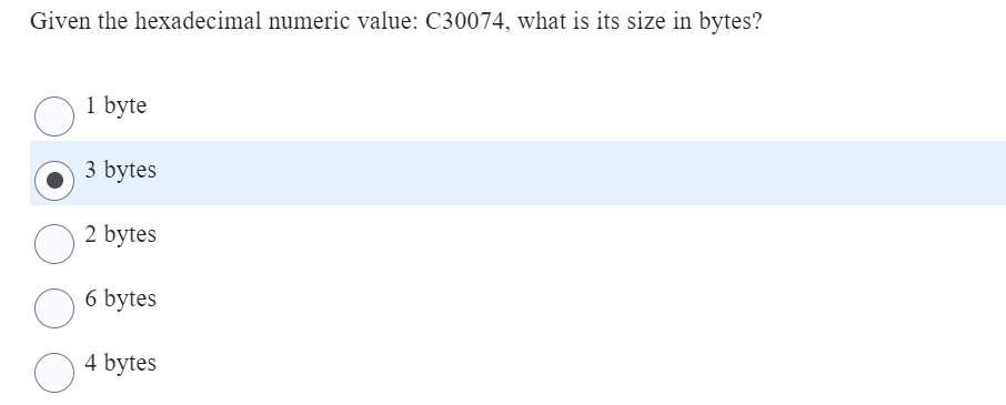 Solved Given the hexadecimal numeric value: C30074, what is | Chegg.com