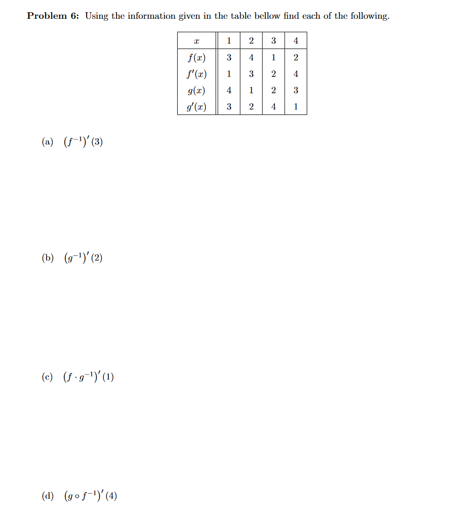 Solved Problem 6: Using the information given in the table | Chegg.com