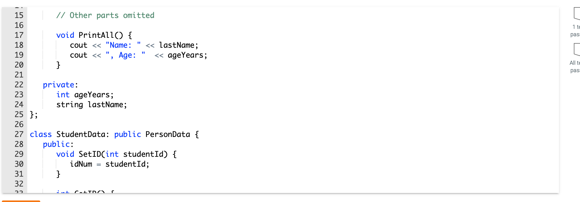 Solved CHALLENGE ACTIVITY 8.1.2: Basic inheritance. Assign | Chegg.com