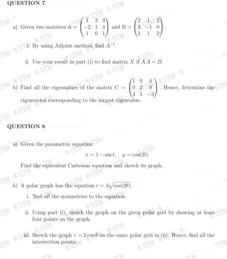 Solved a) Given two matrices A=⎝⎛1−21210341⎠⎞ and | Chegg.com