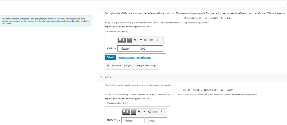 Solved The concentrations of reactants and products for a | Chegg.com