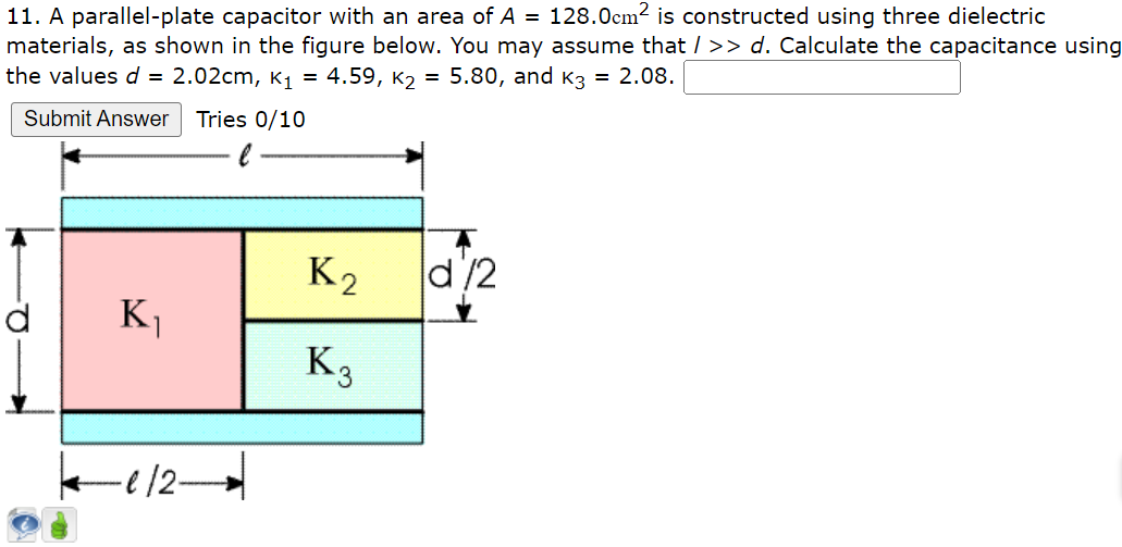Solved 11. A parallel-plate capacitor with an area of | Chegg.com