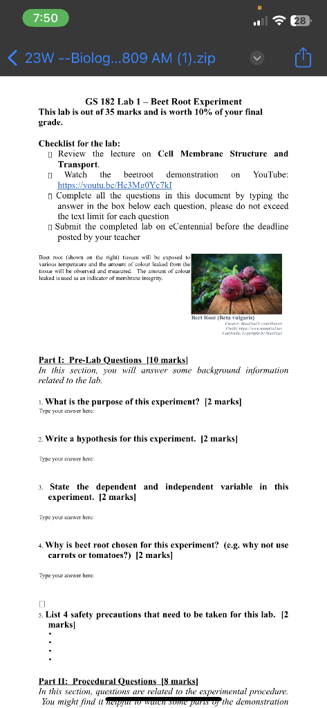 Solved GS 182 Lab 1 - Beet Root Experiment This lab is out | Chegg.com
