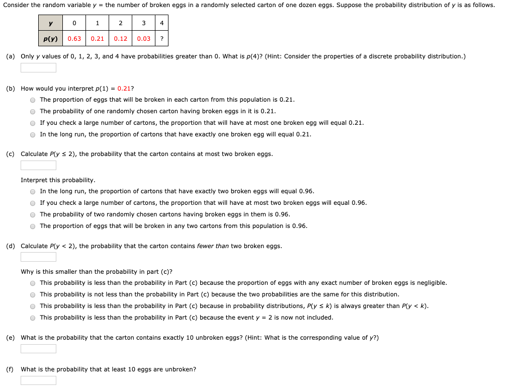 Solved Consider The Random Variable Y The Number Of Broken