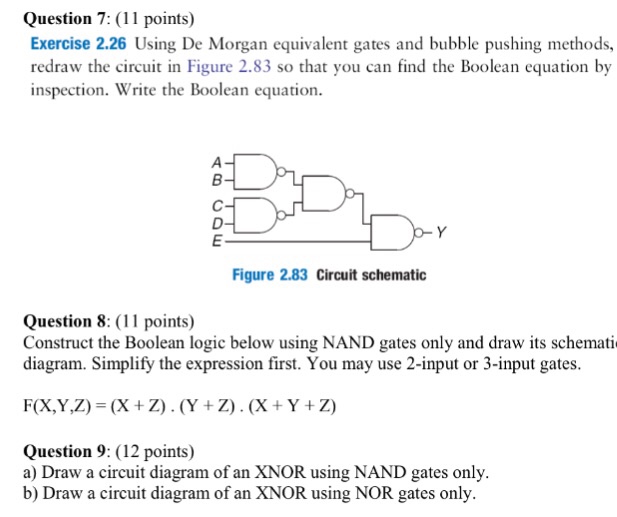 Solved Using De Morgan equivalent gates and bubble pushing | Chegg.com