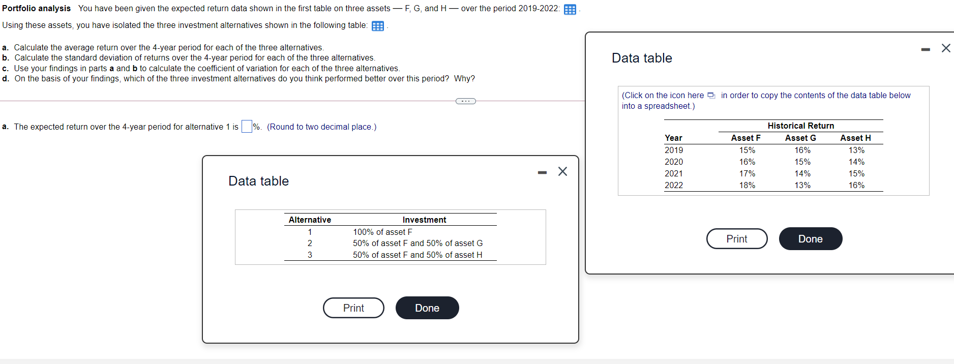 Solved Portfolio analysis You have been given the expected | Chegg.com